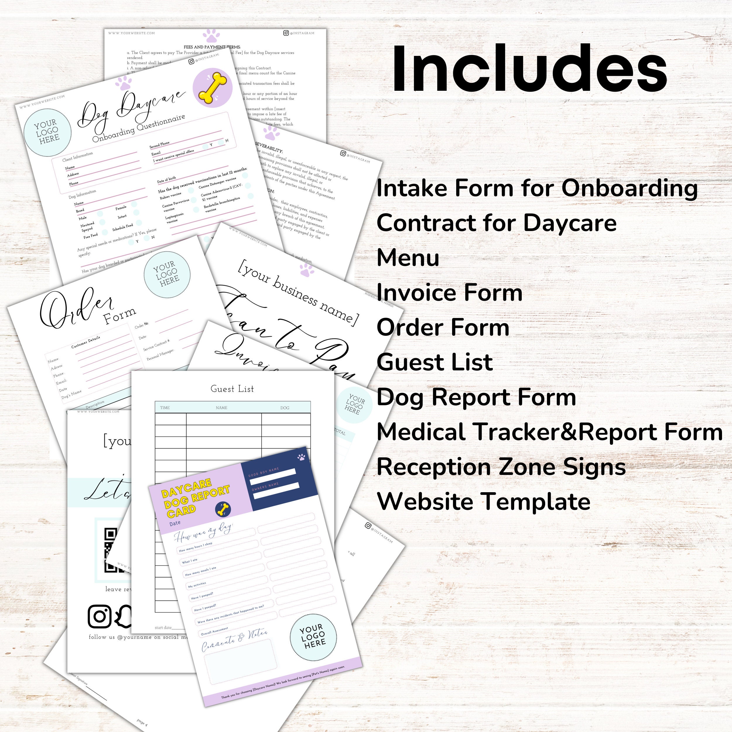Startup Kit Dog Daycare Business Dog Boarding Registration Forms Pet ...