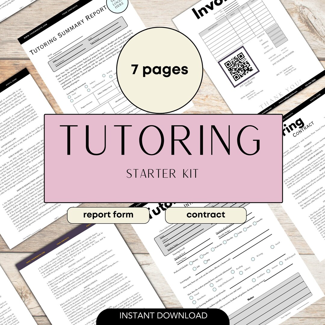 Tutoring Agreement Template Tutor Business Kit Tutoring Contract Done ...