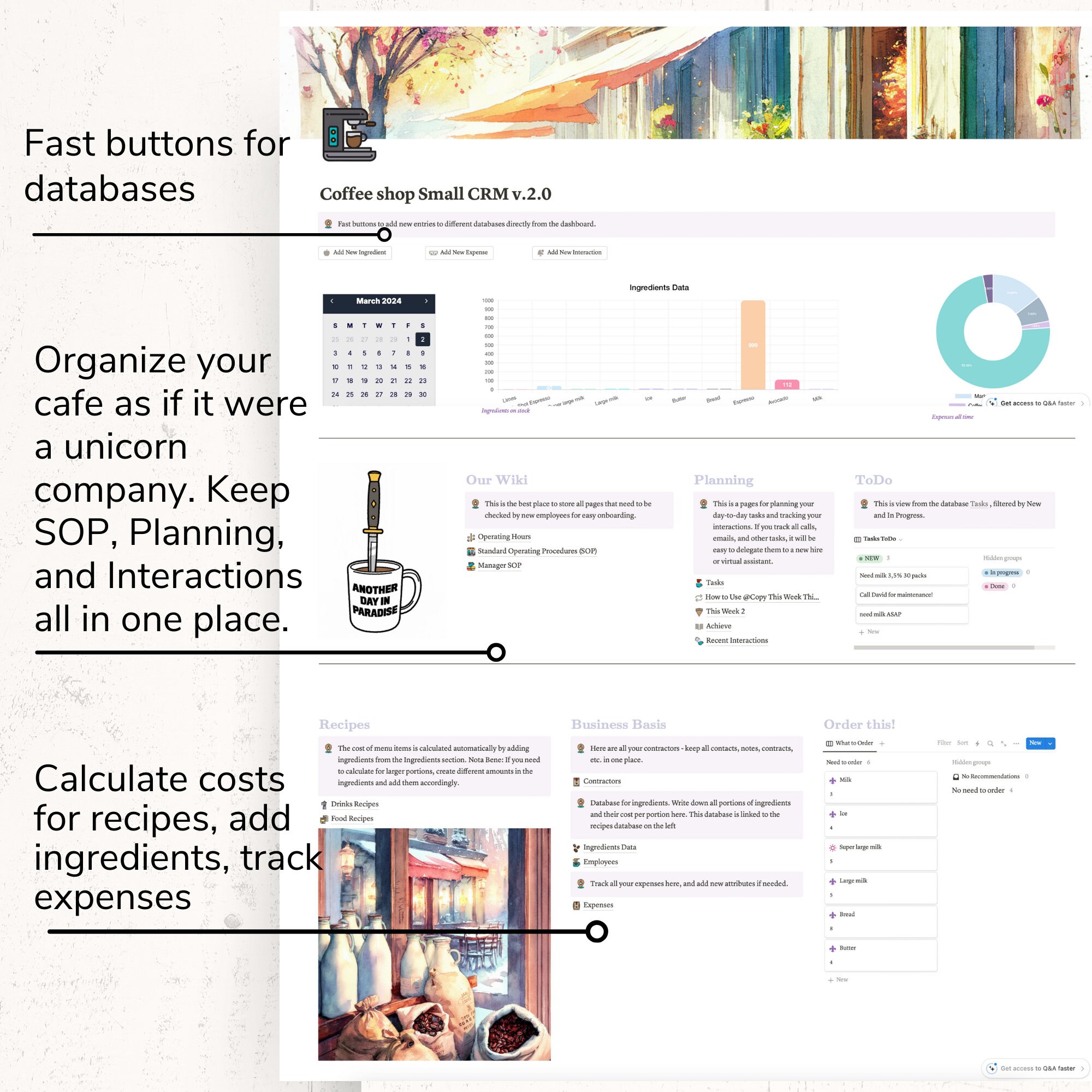 Notion Template Coffeeshop Business Inventory Notion Dashboard Coffee ...