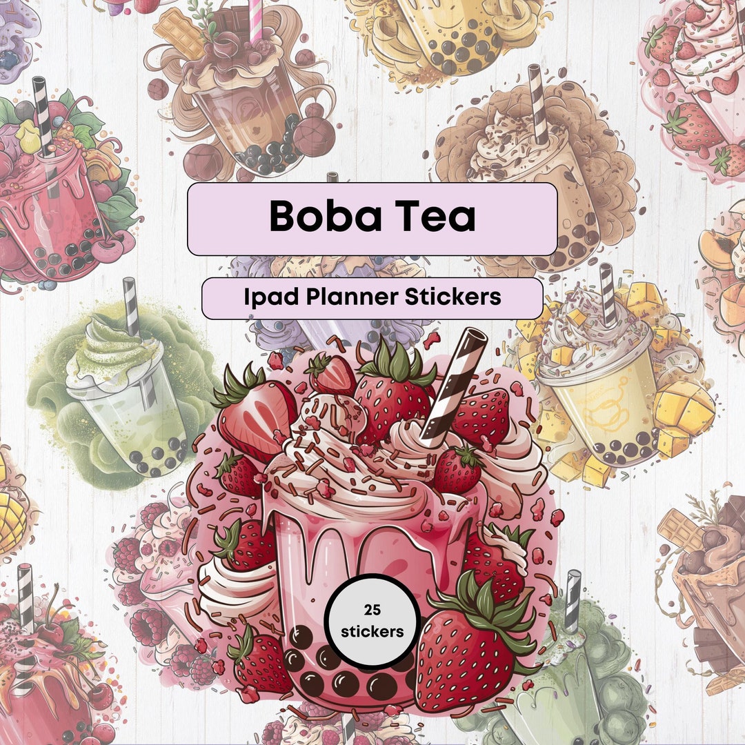 Bubble Tea Digital Stickers, Boba Tea Clipart for Goodnotes (PNG) - Etsy