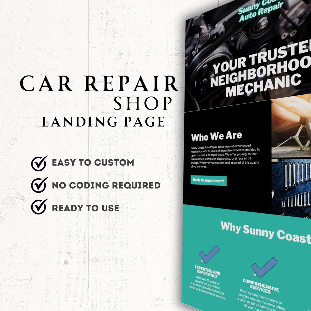 Car Repair Shop Website Mechanic Shop Schedule Website Template Auto ...