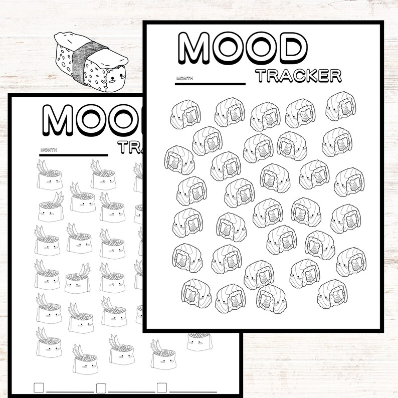 Mood Tracker Adults Coloring Pages Food Coloring Pages Mood Tracking ...