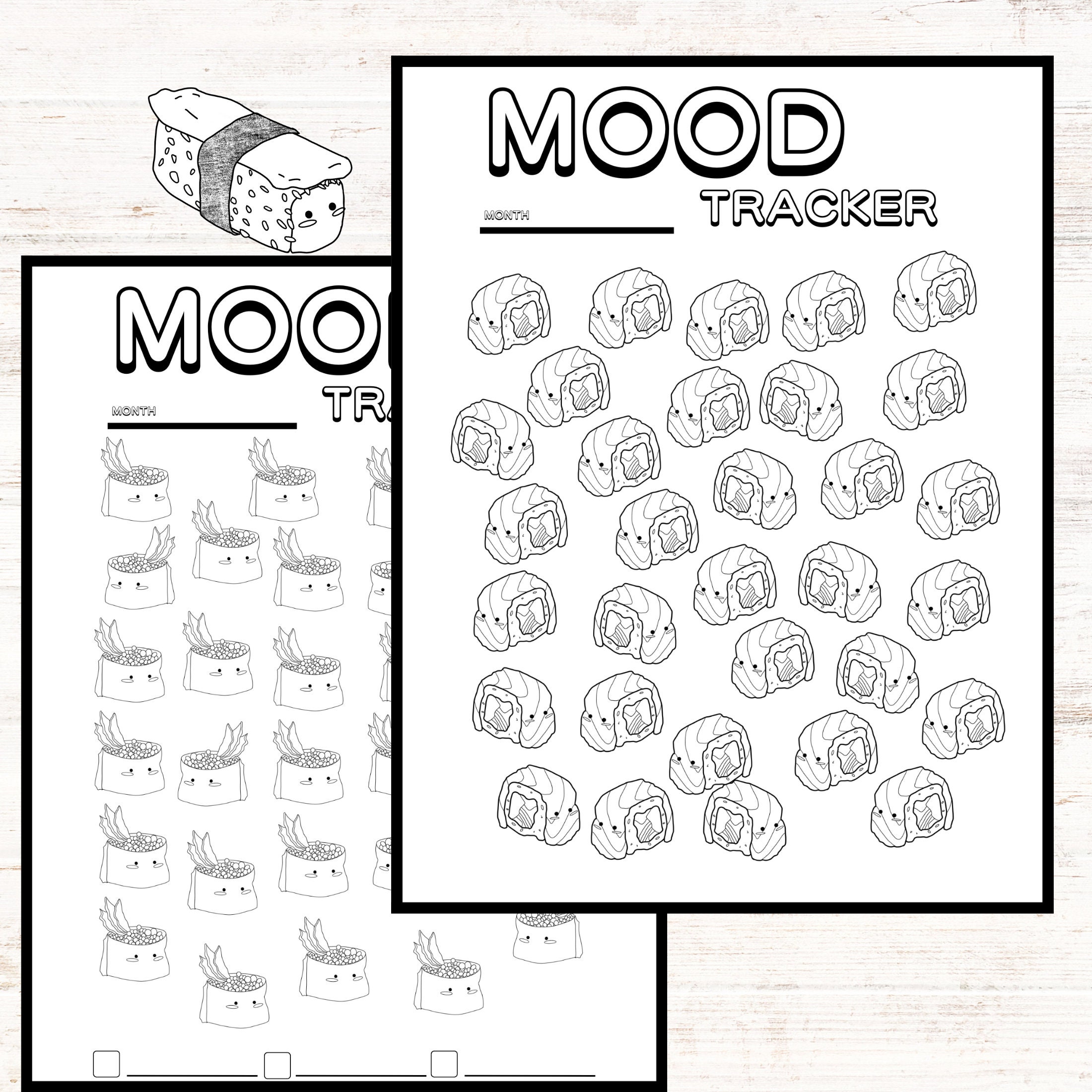 Mood Tracker Adults Coloring Pages Food Coloring Pages Mood - Etsy