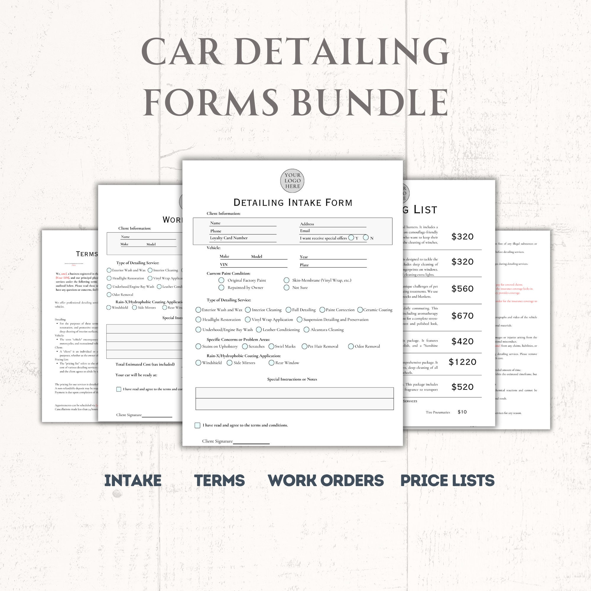 Detailing Business Forms Vehicle Detailing Services Terms and ...
