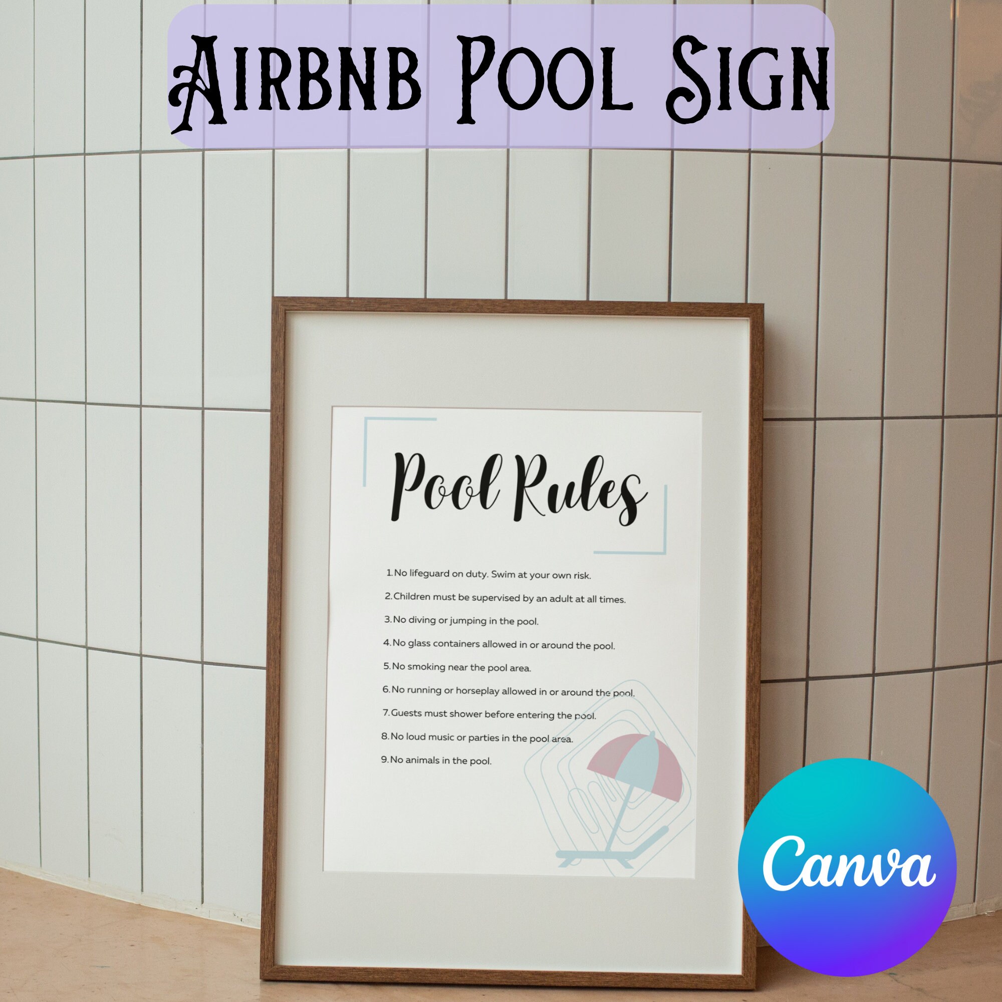Swimming Pool Rules Template Editable Airbnb Editable Small Business ...