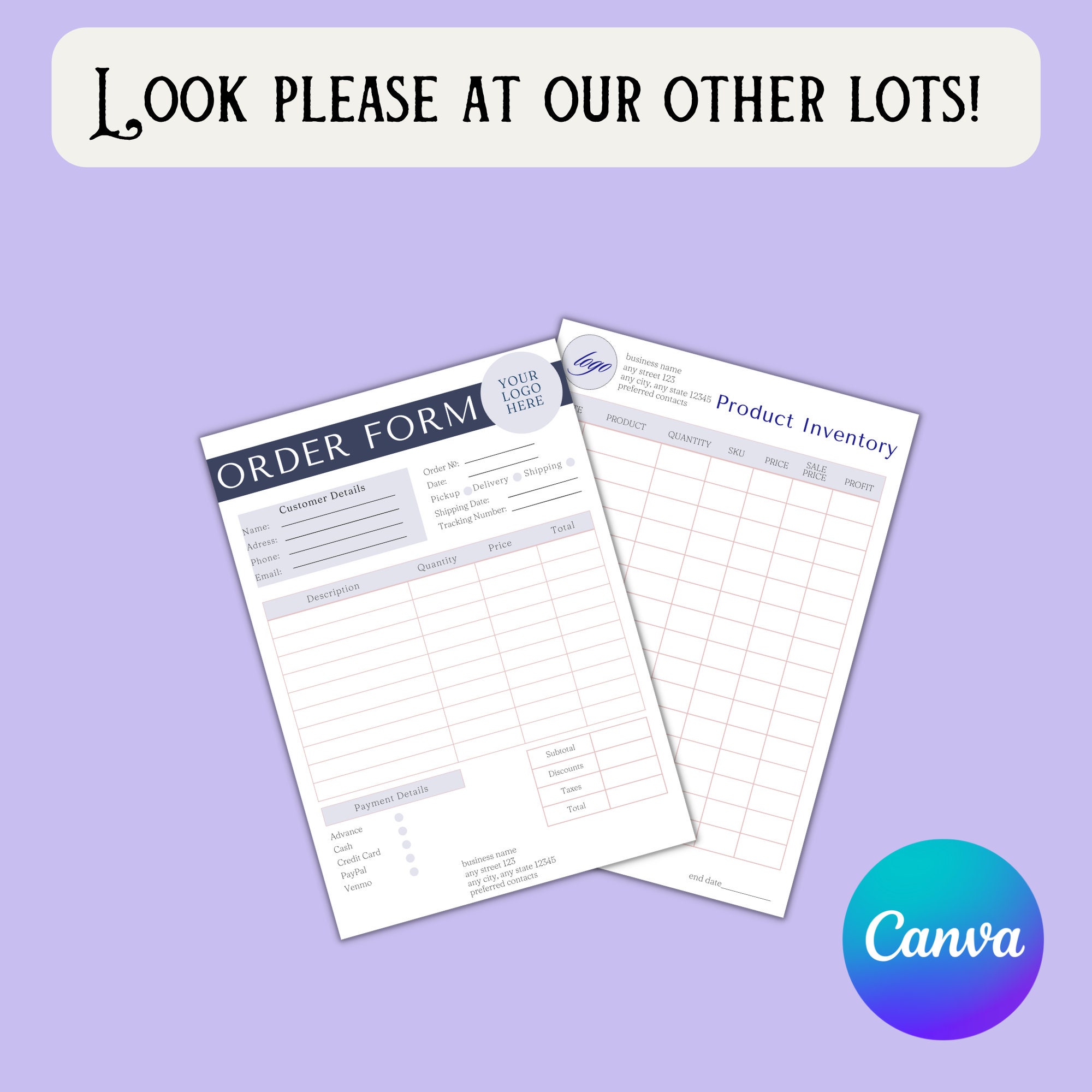 Editable Inventory Management Form Inventory Tracker PDF - Etsy Canada
