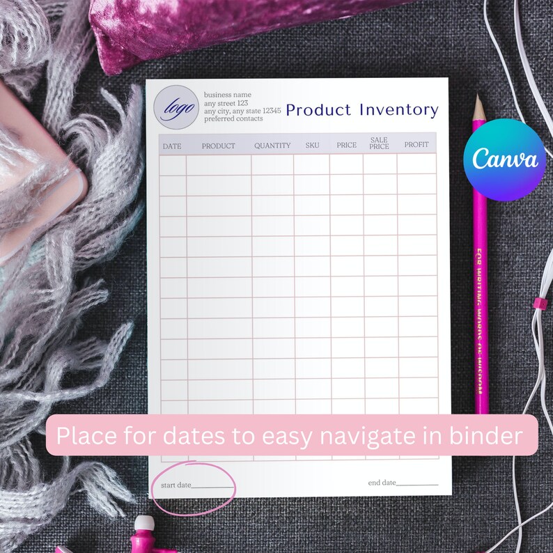 Editable Inventory Management Form Inventory Tracker PDF Product ...