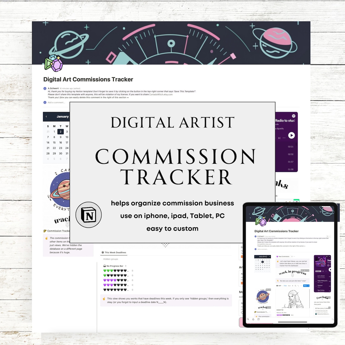 Art Commission Tracker Template Notion Artist Organizer Art Commissions ...