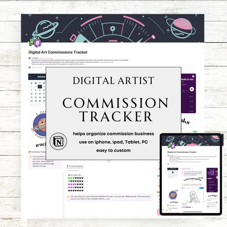 Art Commission Tracker Template Notion Artist Organizer Art Commissions ...