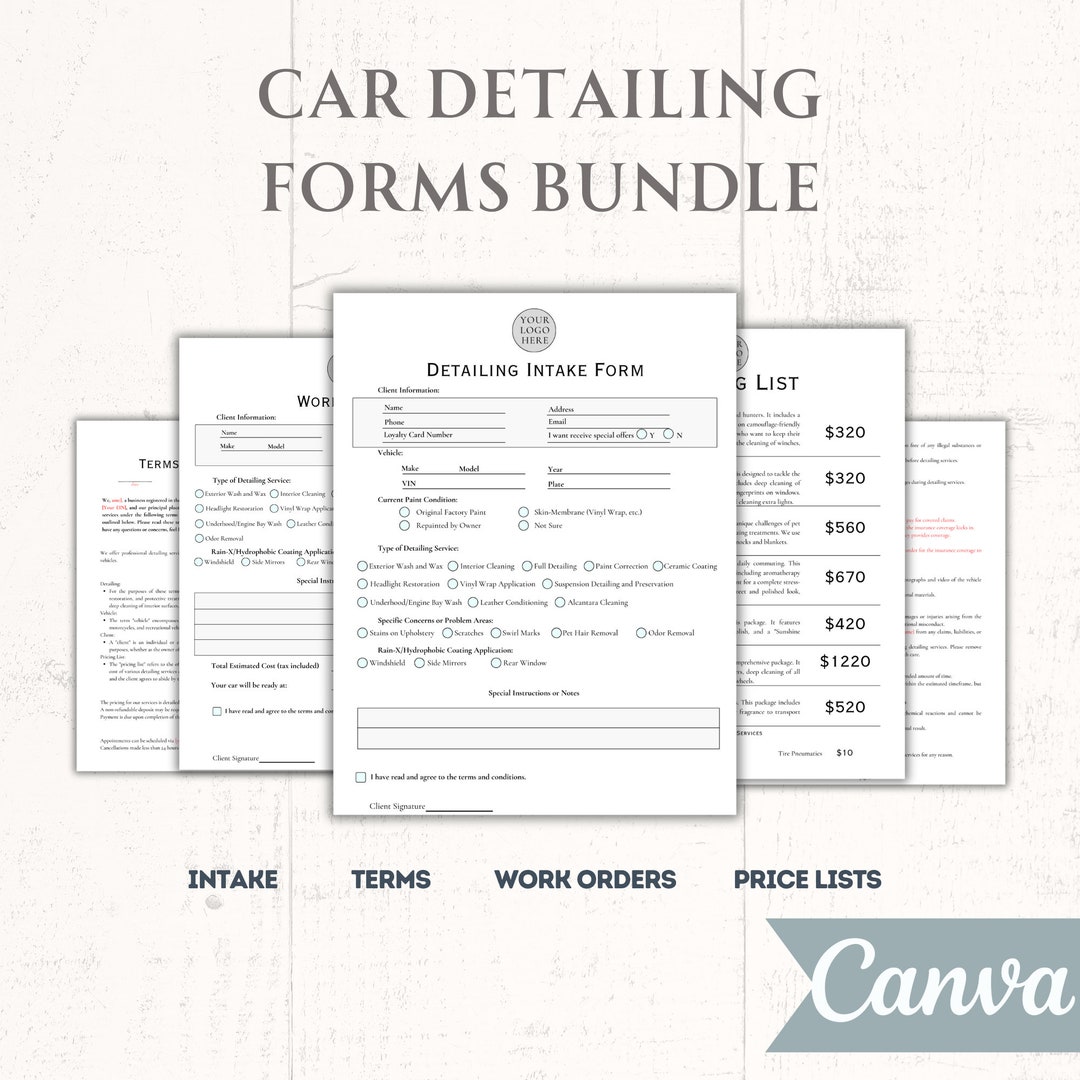 Detailing Business Forms Vehicle Detailing Services Terms and ...