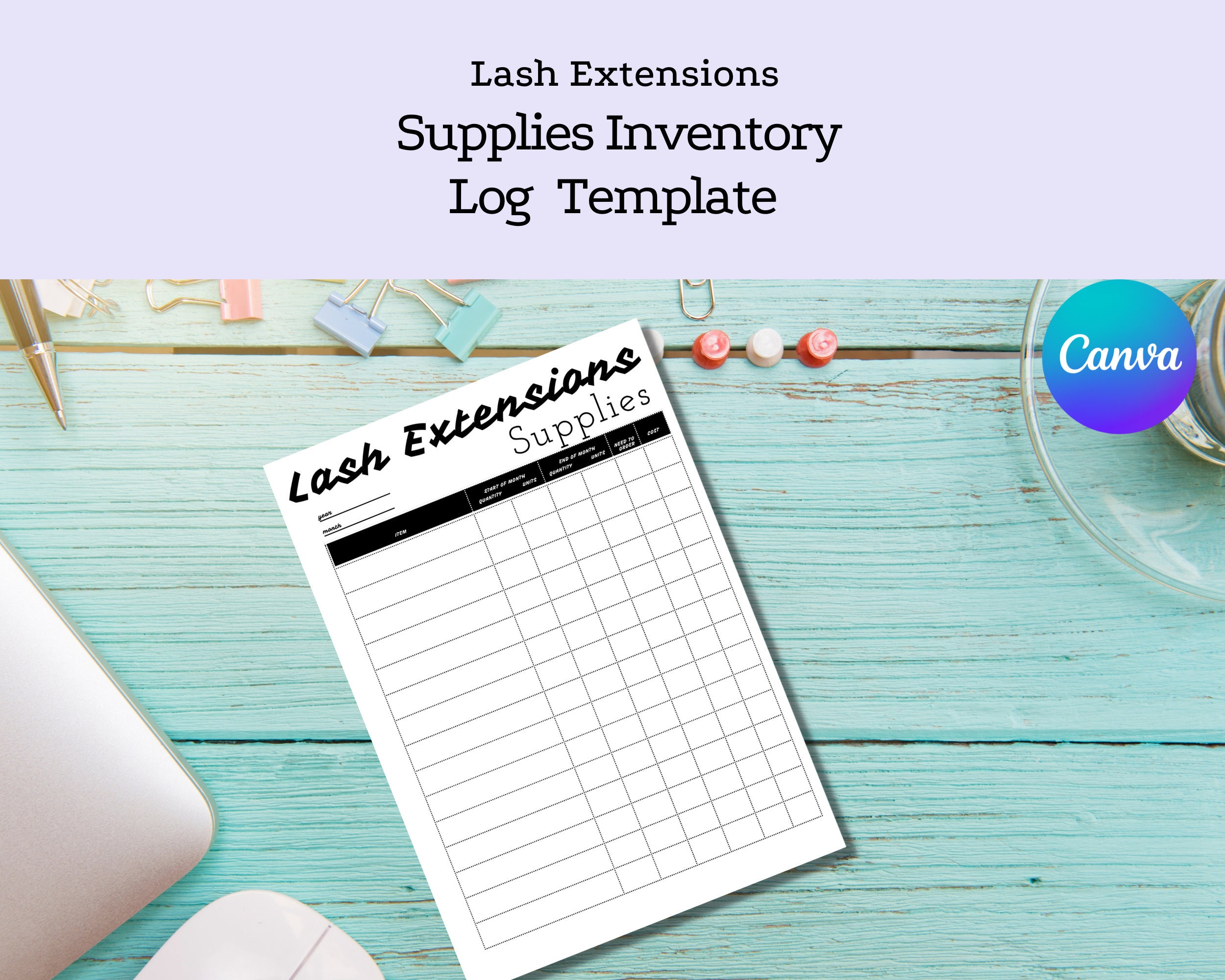 Lash Tech Forms Printable Inventory Tracker Inventory Sheet Lash ...