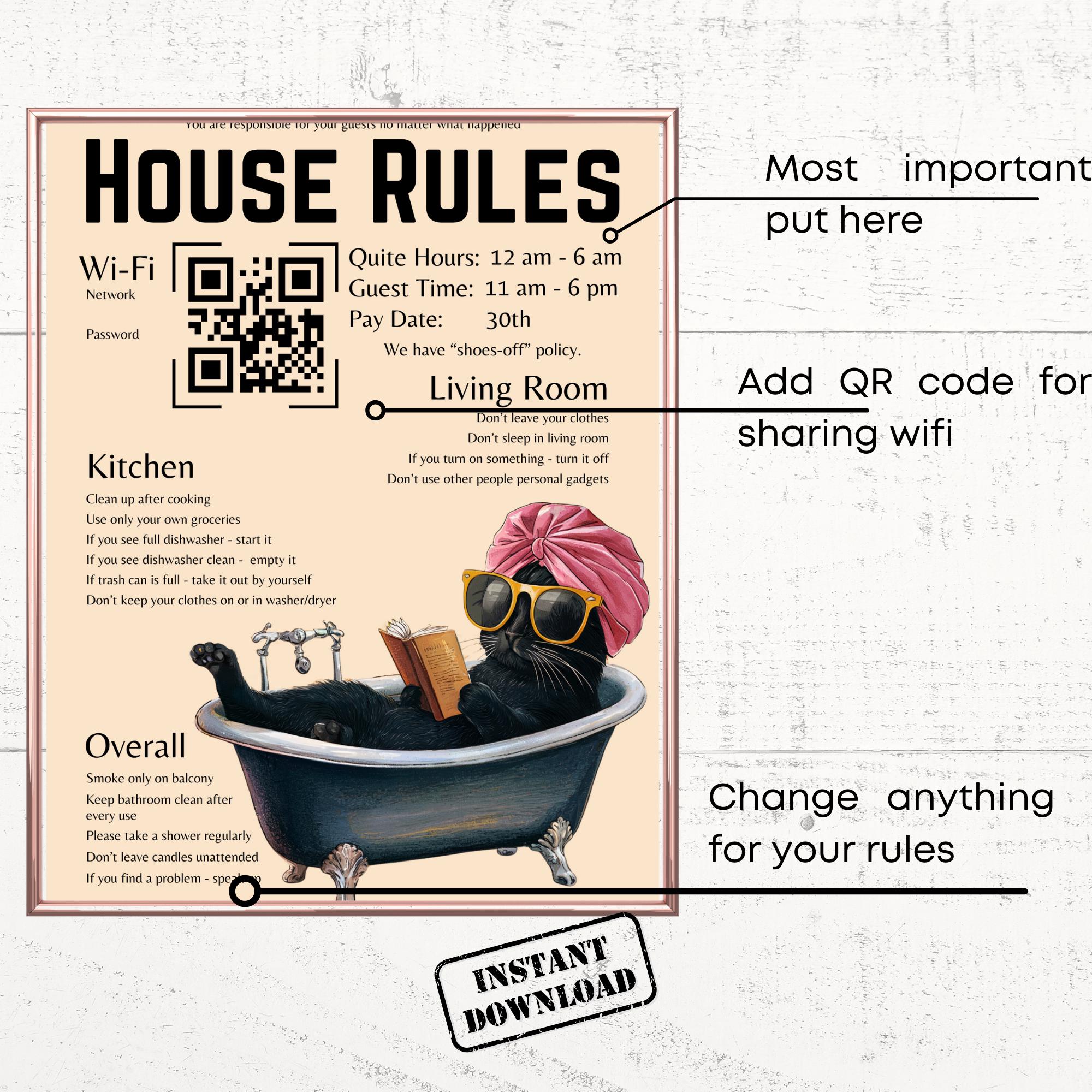 Dorm Rules Poster: Roommate Agreement, Shared Housing Rules (digital ...