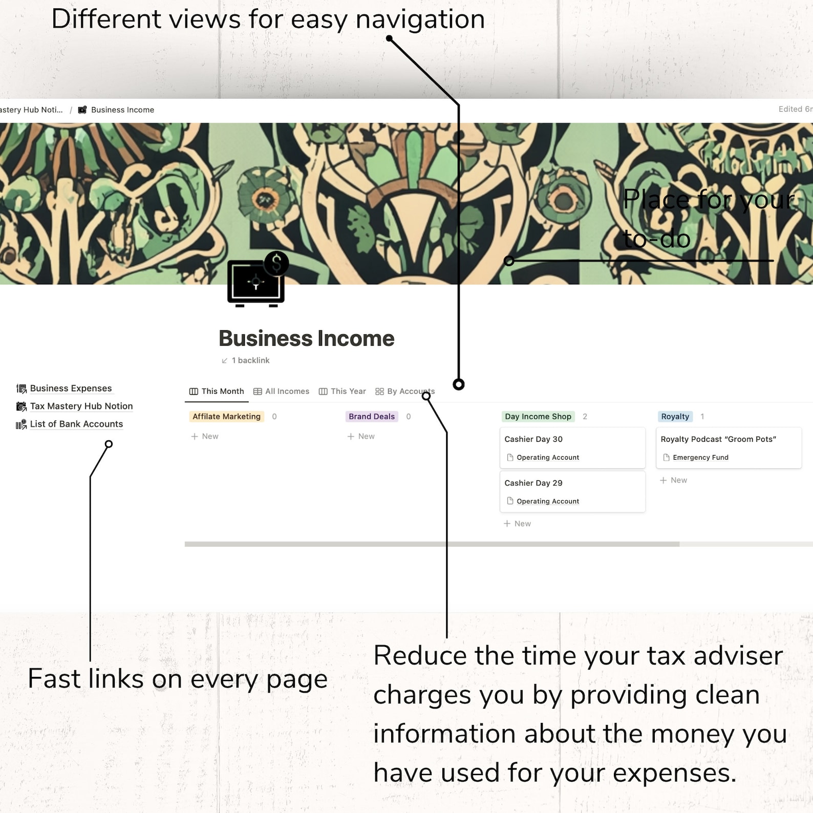 Tax Deduction Tracker Tax Return Binder Tax Return Notion Template Tax ...