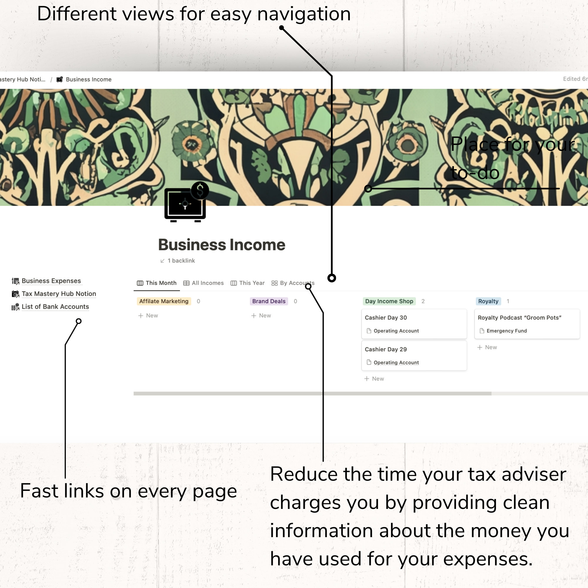 Tax Deduction Tracker Tax Return Binder Tax Return Notion Template Tax ...