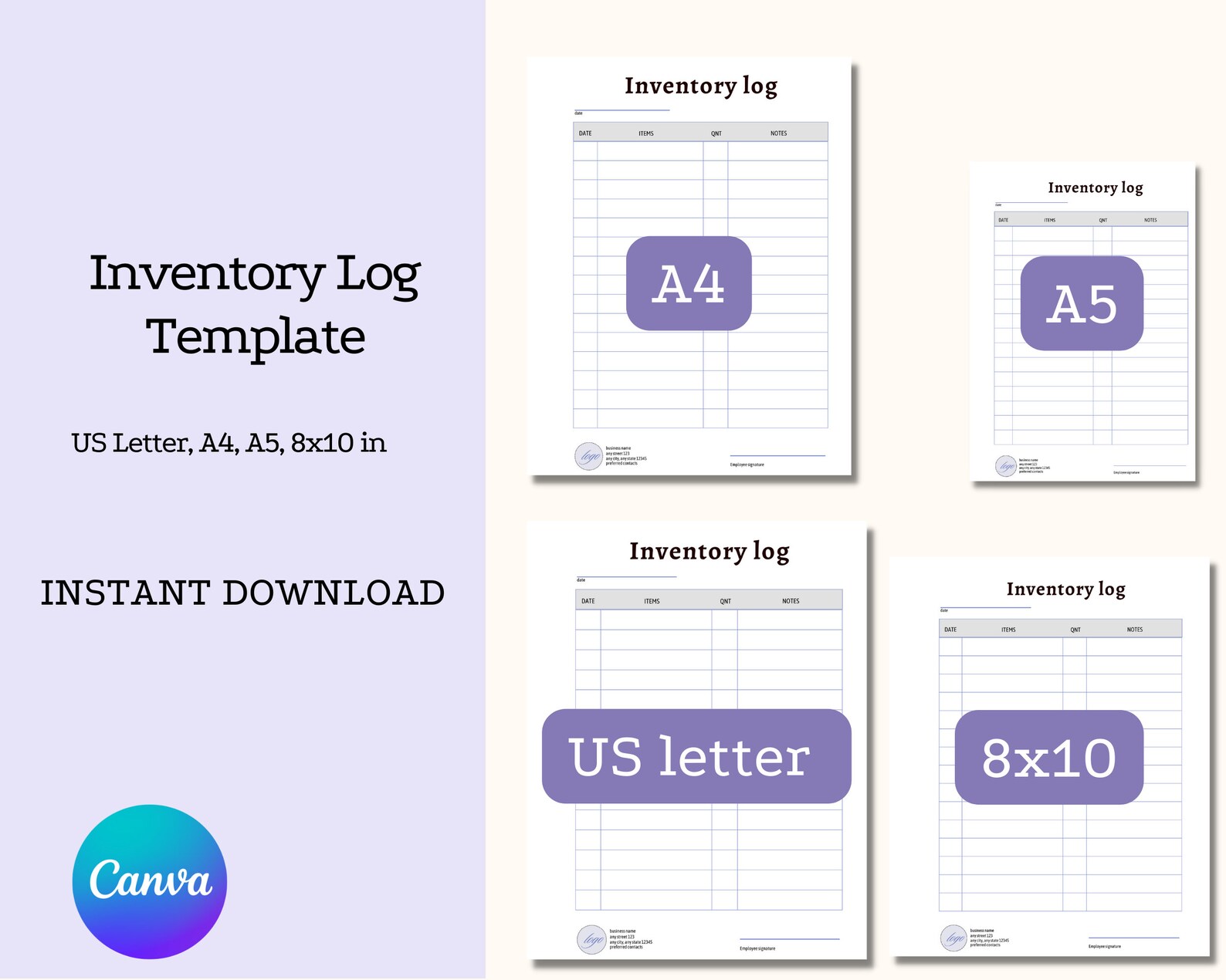 Printable Inventory Tracking Sheet Inventory Log Product Inventory List ...