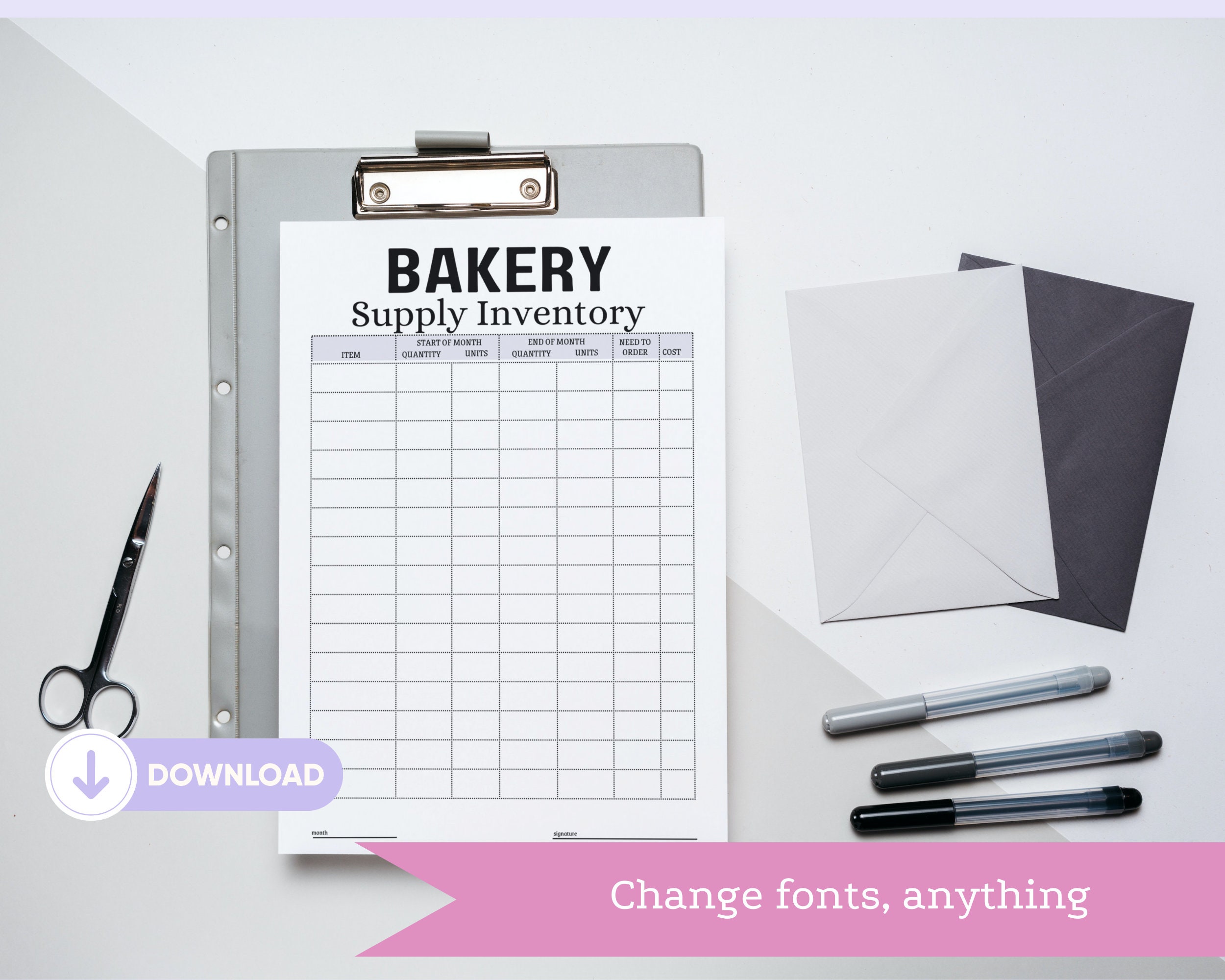 Bakery Forms Editable Inventory Management Form Coffeeshop Inventory ...
