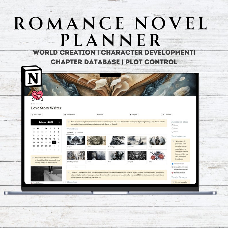 Notion Template for Writer Gift Plot Romance Novel Writing Template Notion Writing Structure ...