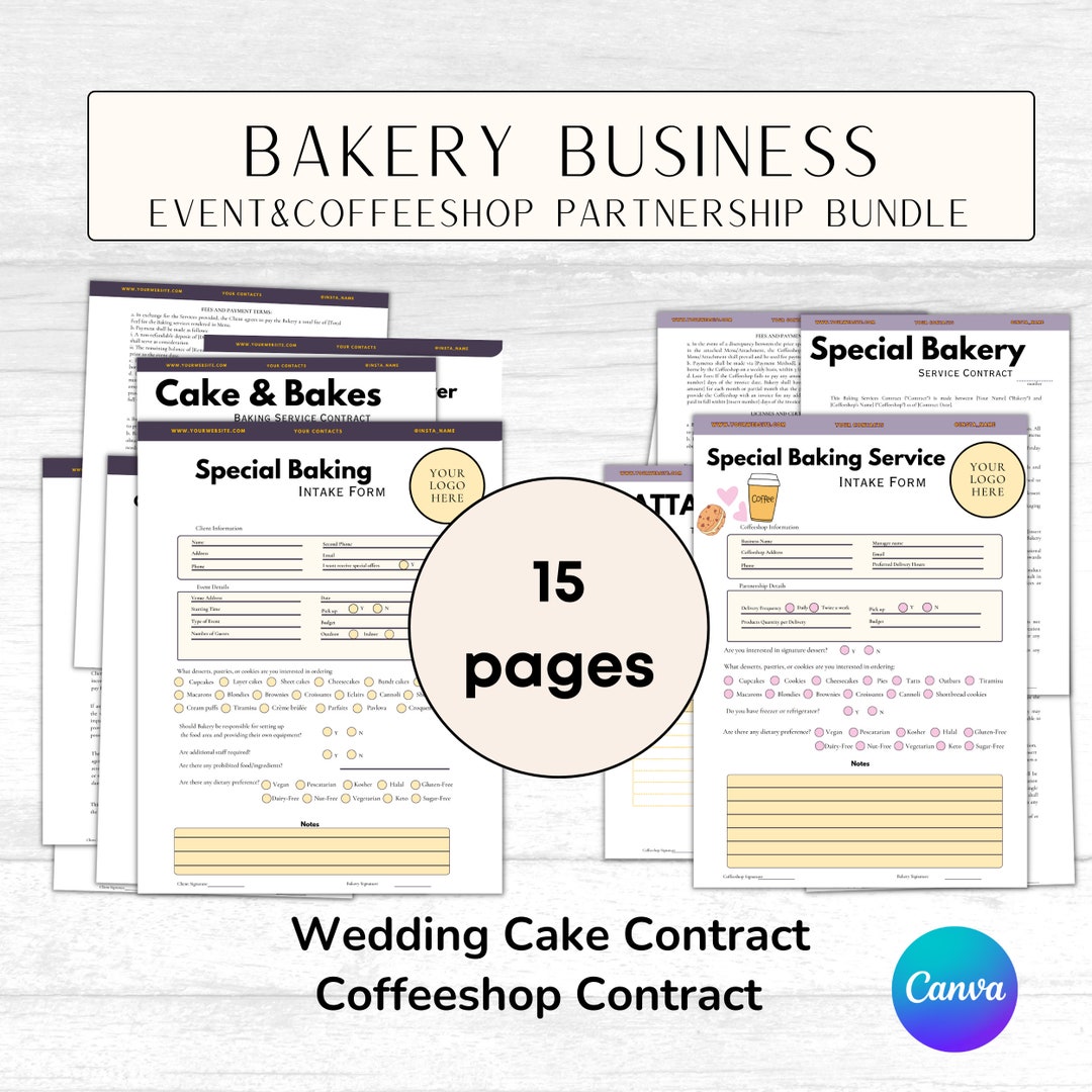 Cake Business Bundle Bakery Business Forms Bundle Cake Delivery Waiver ...