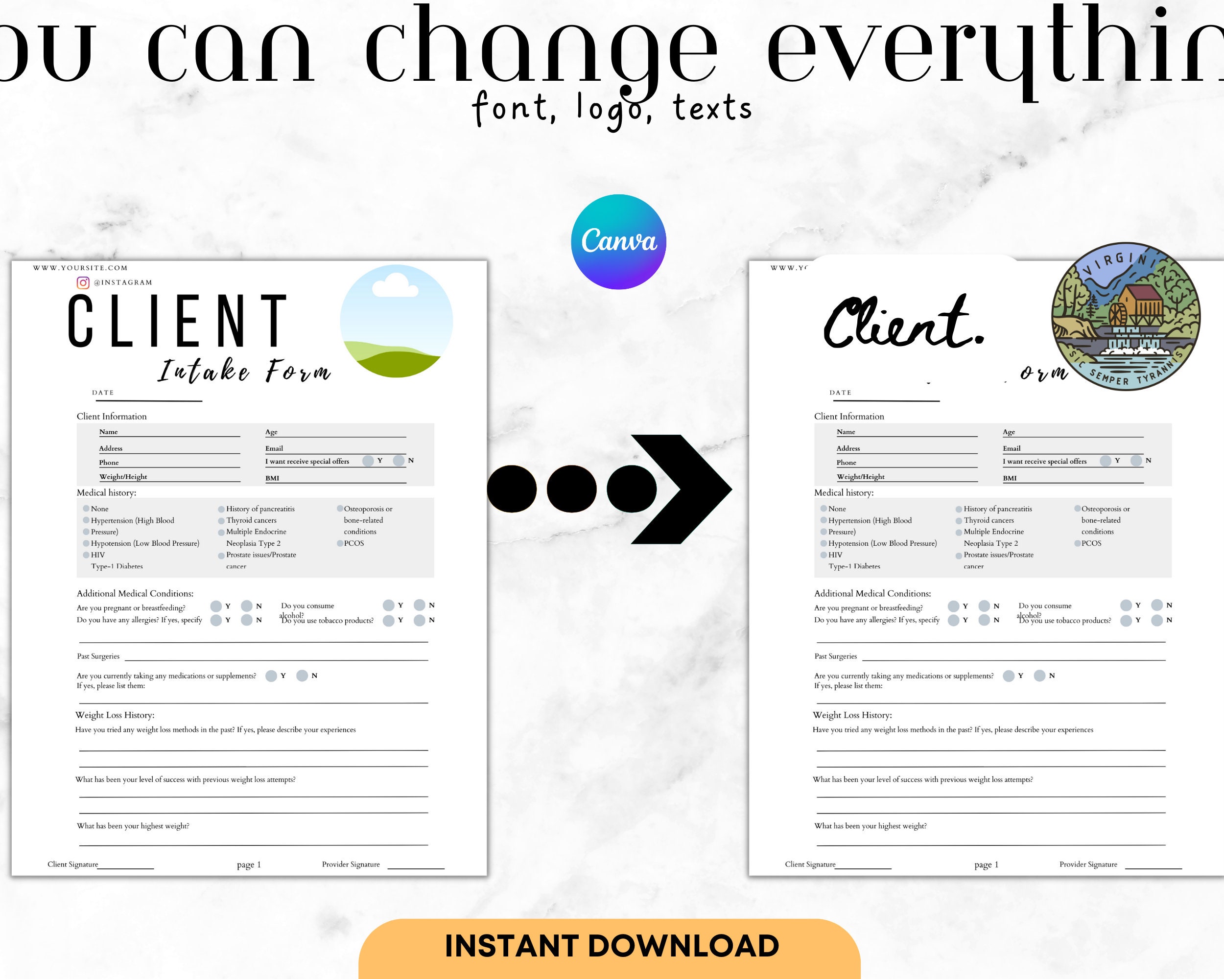 Weight Loss Business Forms Semaglutide Program Ready-to-print - Etsy