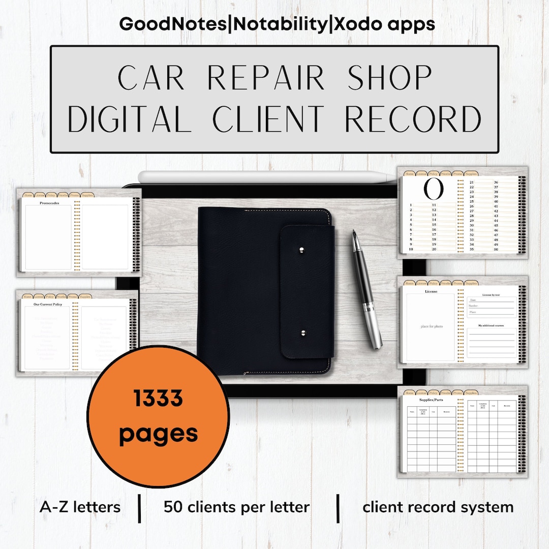 Auto Repair Shop Client Record Book Vehicle Repair Client Intake Form ...