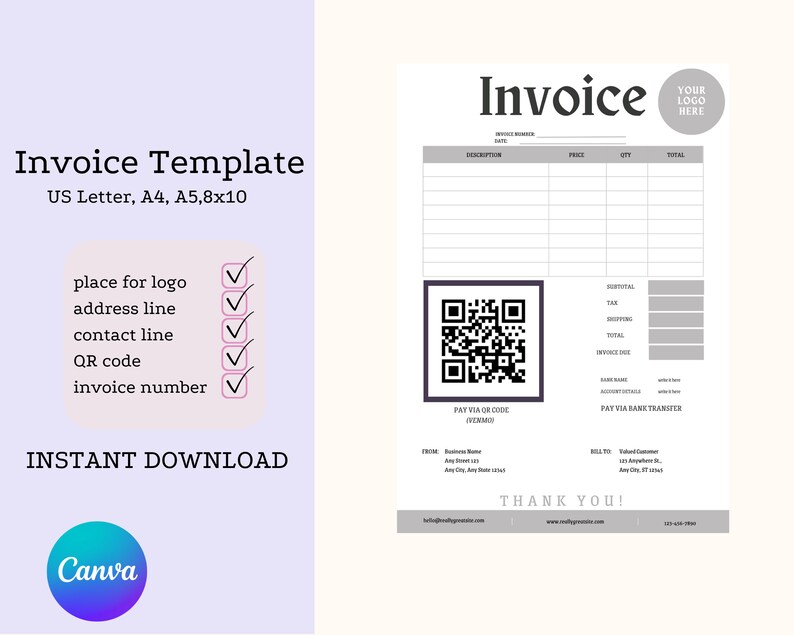 Invoice Template Scan to Pay Form Small Business Invoice Templates ...
