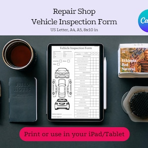 Vehicle Inspection Form Car Checking Repair Shop Intake Form Repair ...