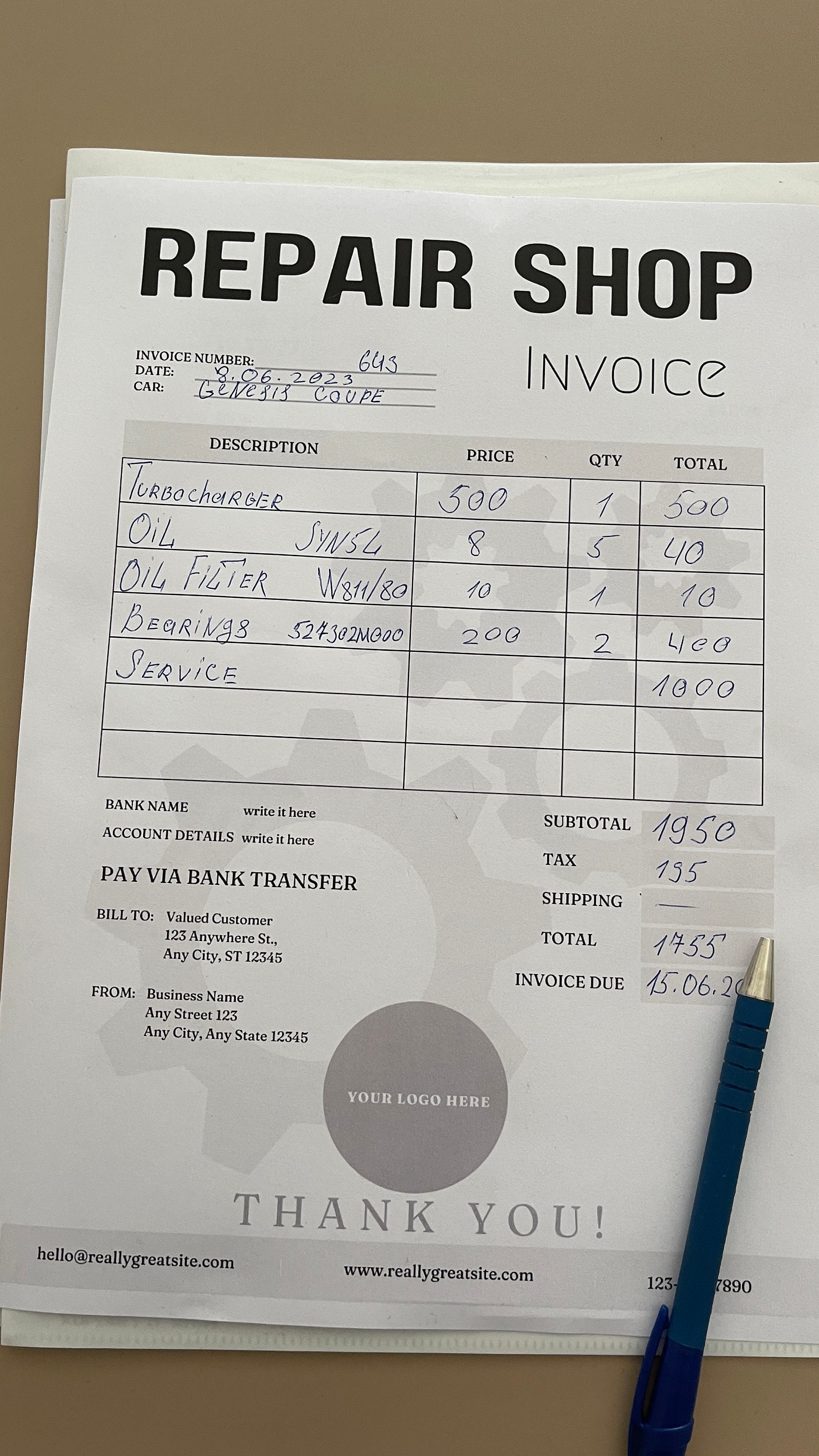 Car Repair Shop Documents Bundle Car Repair Forms Vehicle Inspection ...