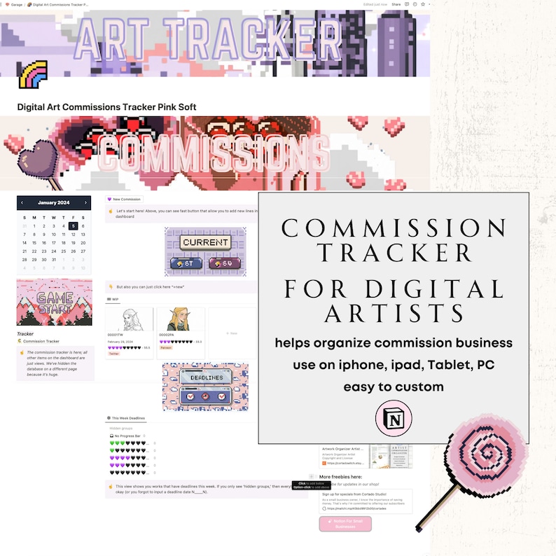 Notion Artist Organizer Notion Template for Art Commission Tracker ...