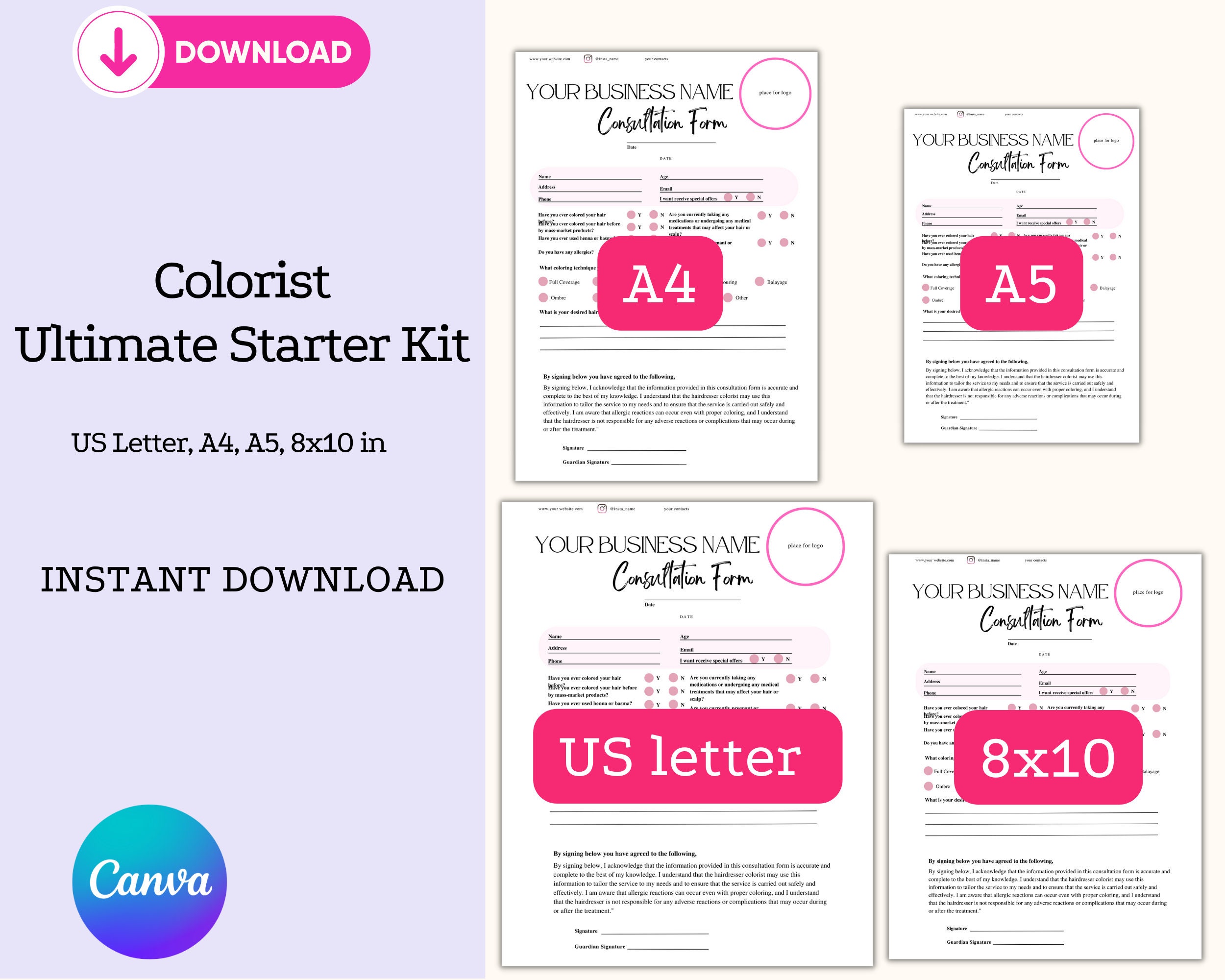 Hairdresser Consent Form Hair Client Record Form Test Patch Color ...