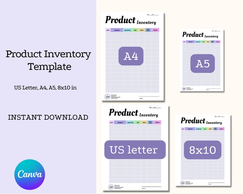 Editable Inventory Management Form, Inventory Tracker PDF, Product ...