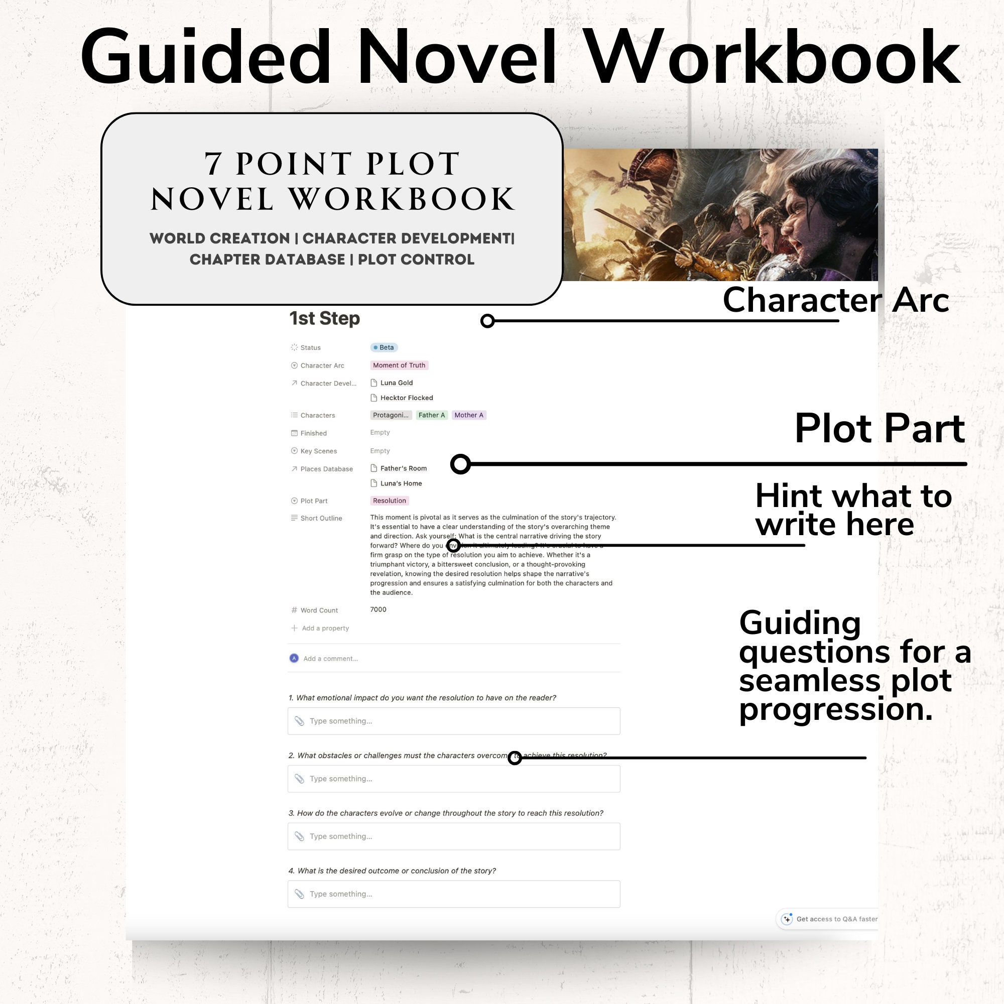 Notion Template Writer Bundle Plot Outline World Creation System for Writer Organizer Novel ...