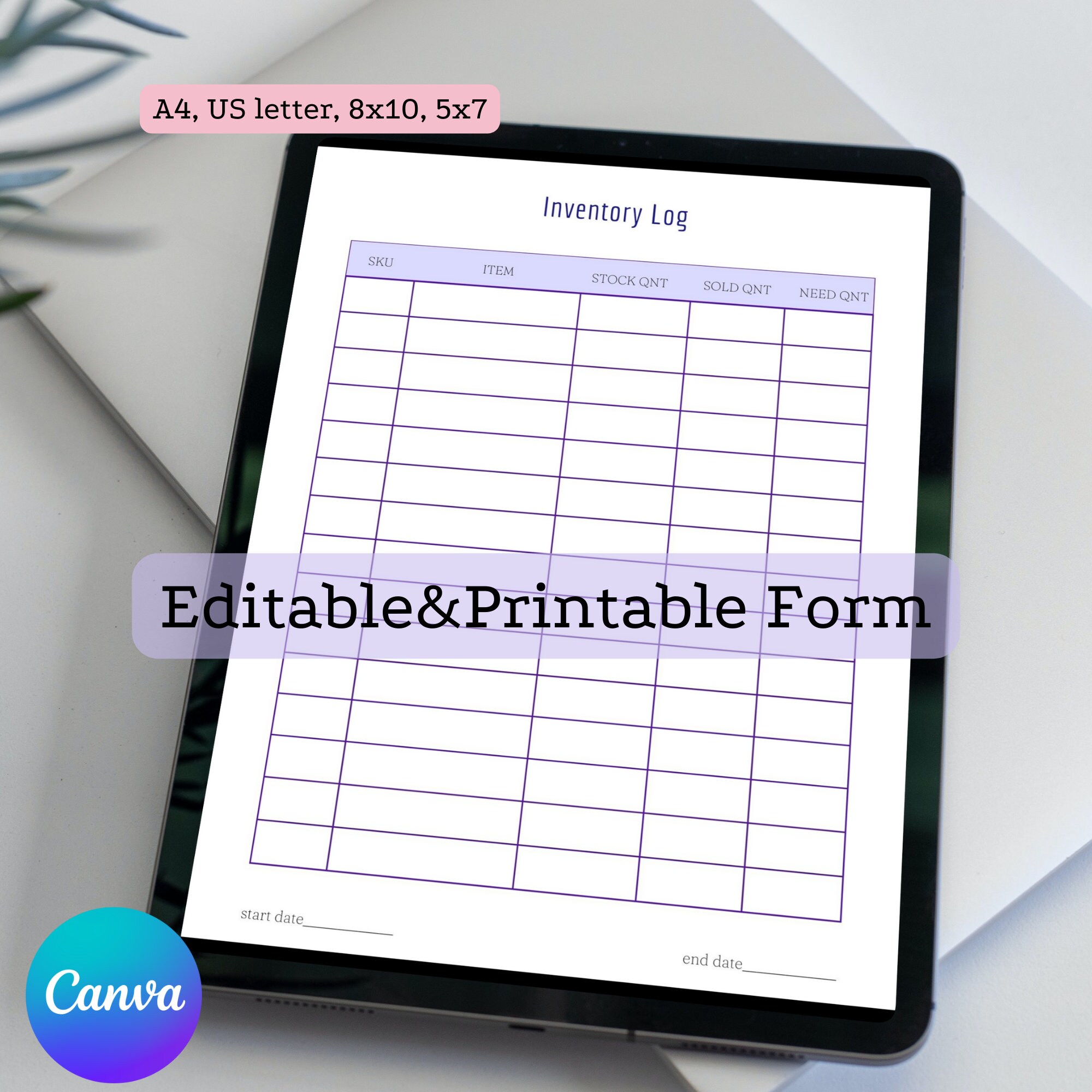 Editable Inventory Management Form Inventory Tracker PDF - Etsy Canada