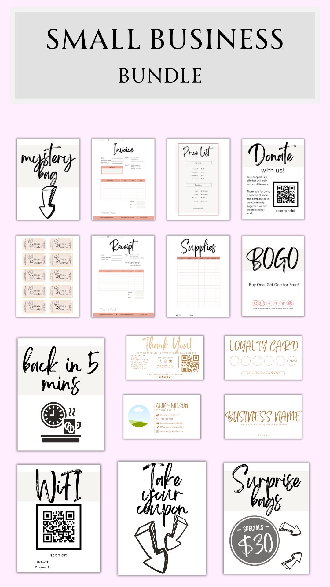 Small Business Bundle Craft Show Bundle Order Form Craft Fair Template ...