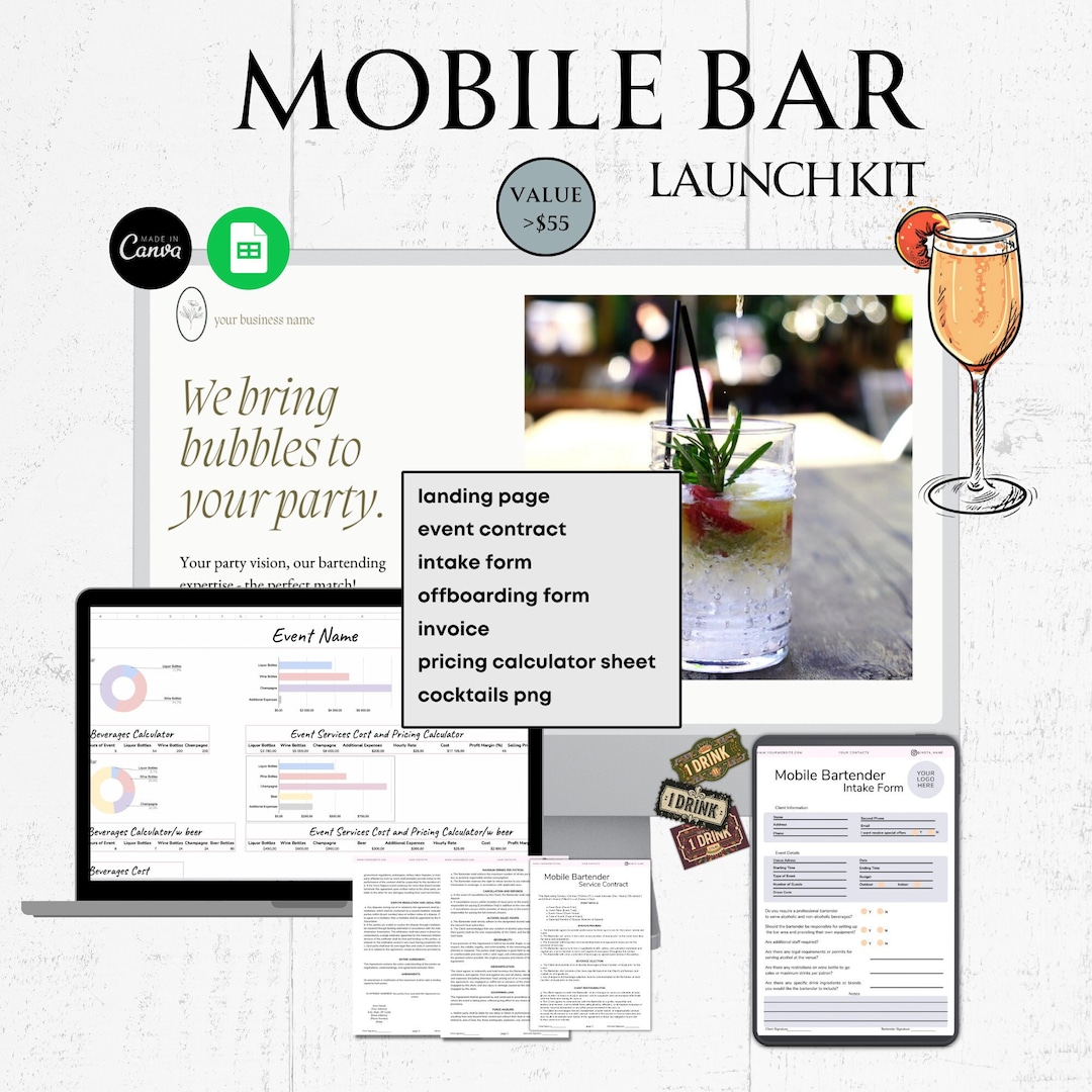 Mobile Bar Launch Kit Mobile Bartender Contract Template Bartender ...