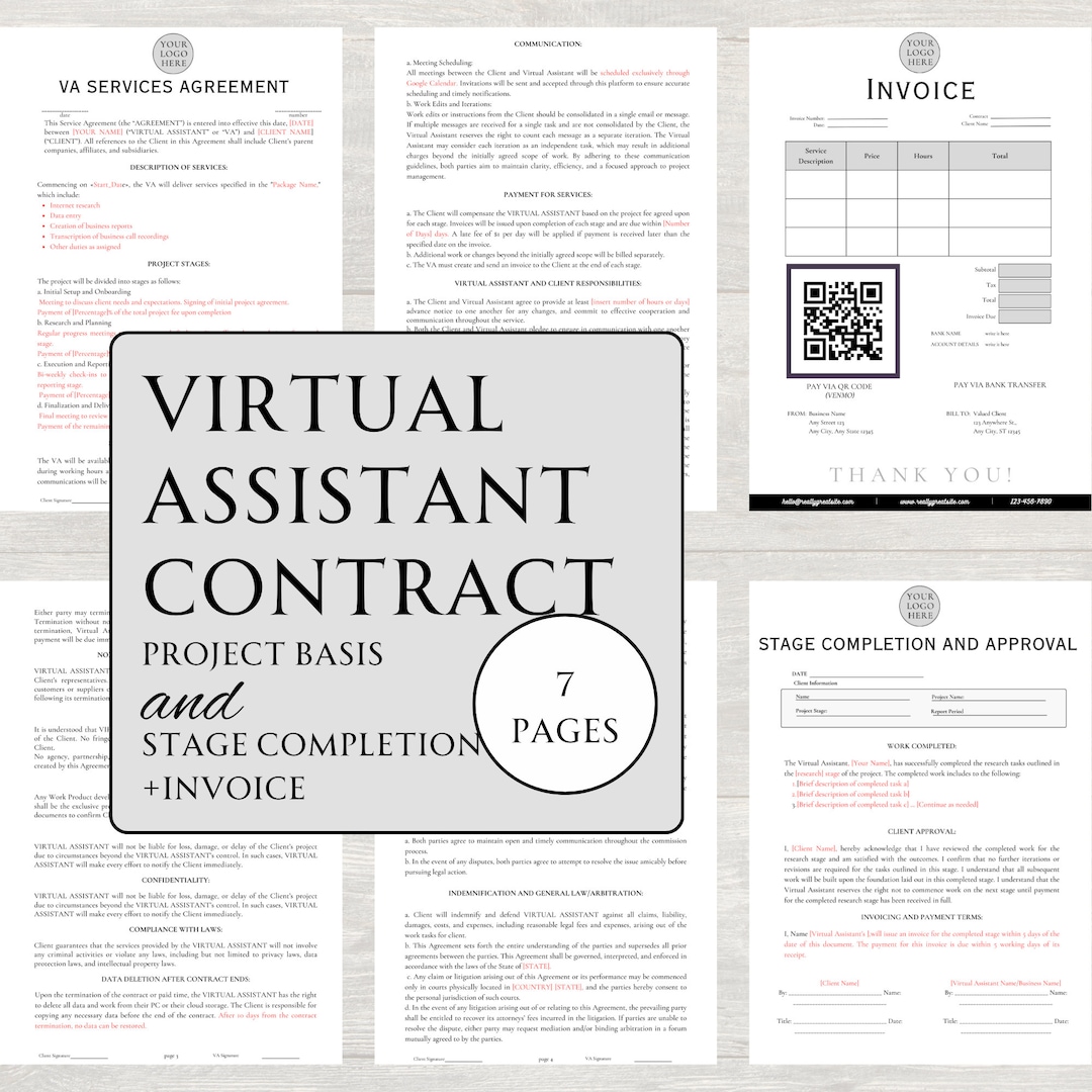 Virtual Assistant Contract Template VA Project Basis Contract Form ...