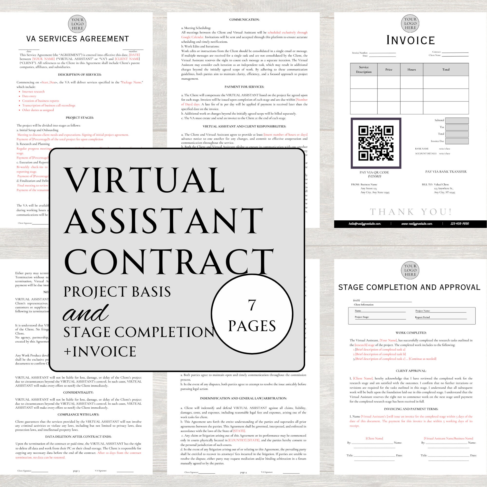 Virtual Assistant Contract Template VA Project Basis Contract Form ...