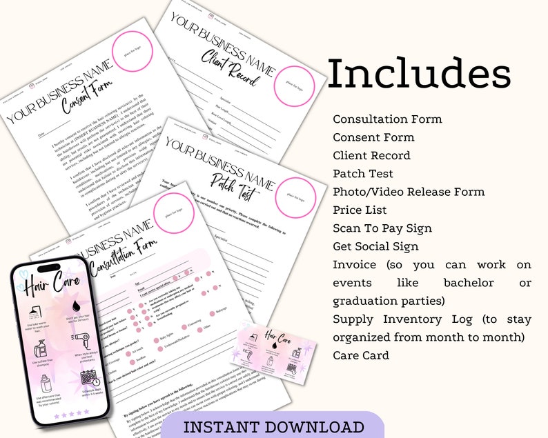 Hairdresser Consent Form Hair Client Record Form Test Patch Color ...