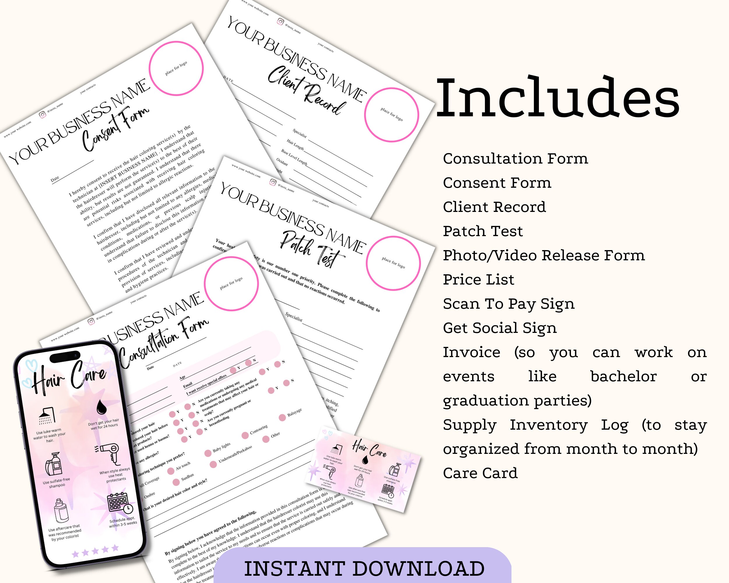 Hairdresser Consent Form Hair Client Record Form Test Patch Color ...