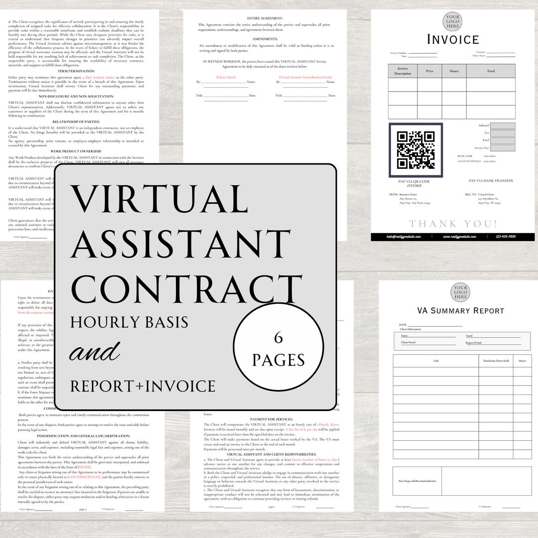 Virtual Assistant Contract Template VA Hourly Rate Contract Form ...