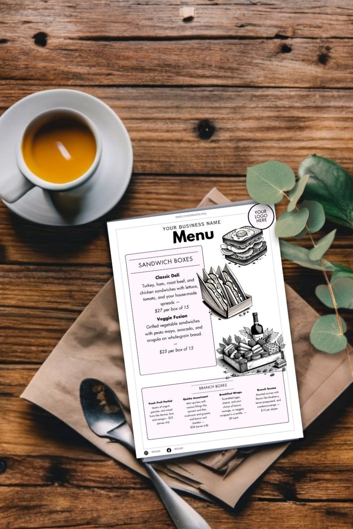 Cafe Menu Template Restaurant Menu Diy Business Menu Template ...