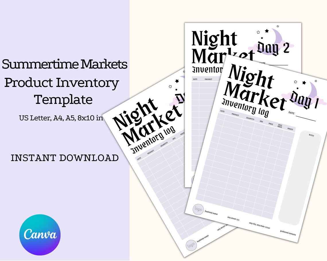 Printable Inventory Tracker Summertime Events Pop-up Store Tracker ...