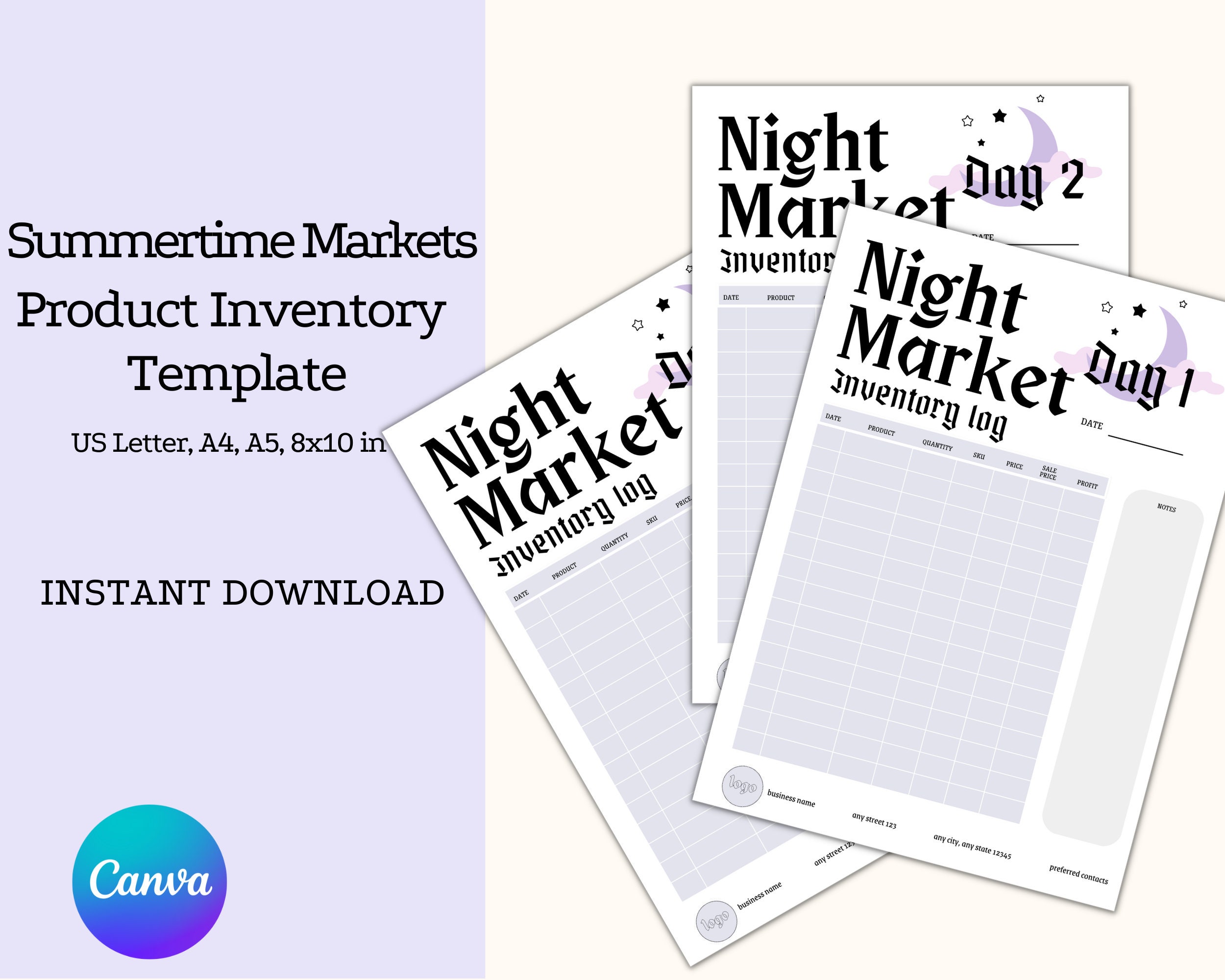 Printable Inventory Tracker Summertime Events Pop-up Store Tracker ...