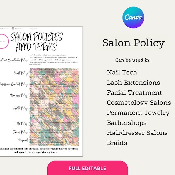 Hair Cancellation Policy Template - Etsy