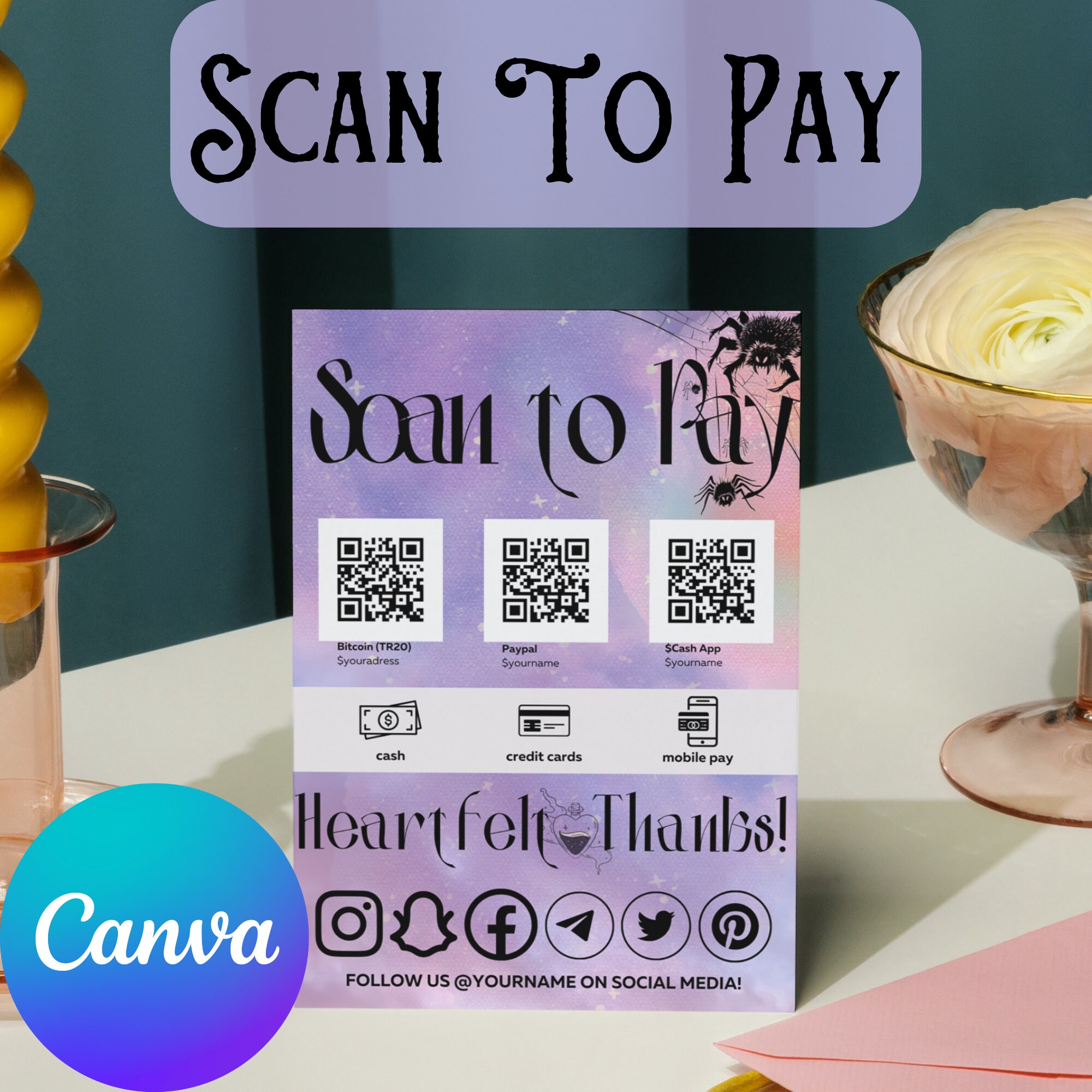 Festival Sign Scan to Pay Sign Printable Scan to Pay Editable Whimsgoth ...