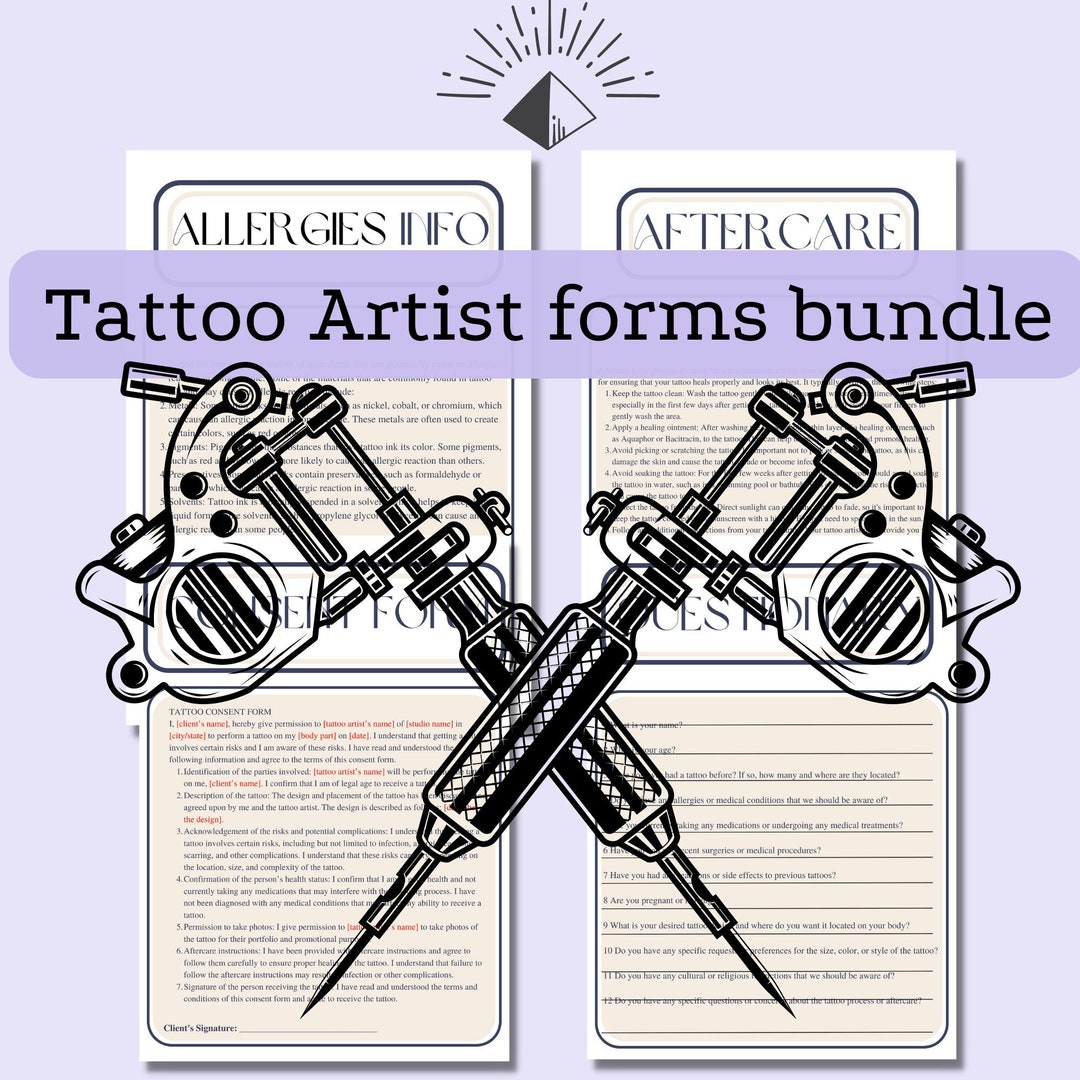 Editable and Printable Tattoo Client Intake Form Tattoo Business Tattoo ...