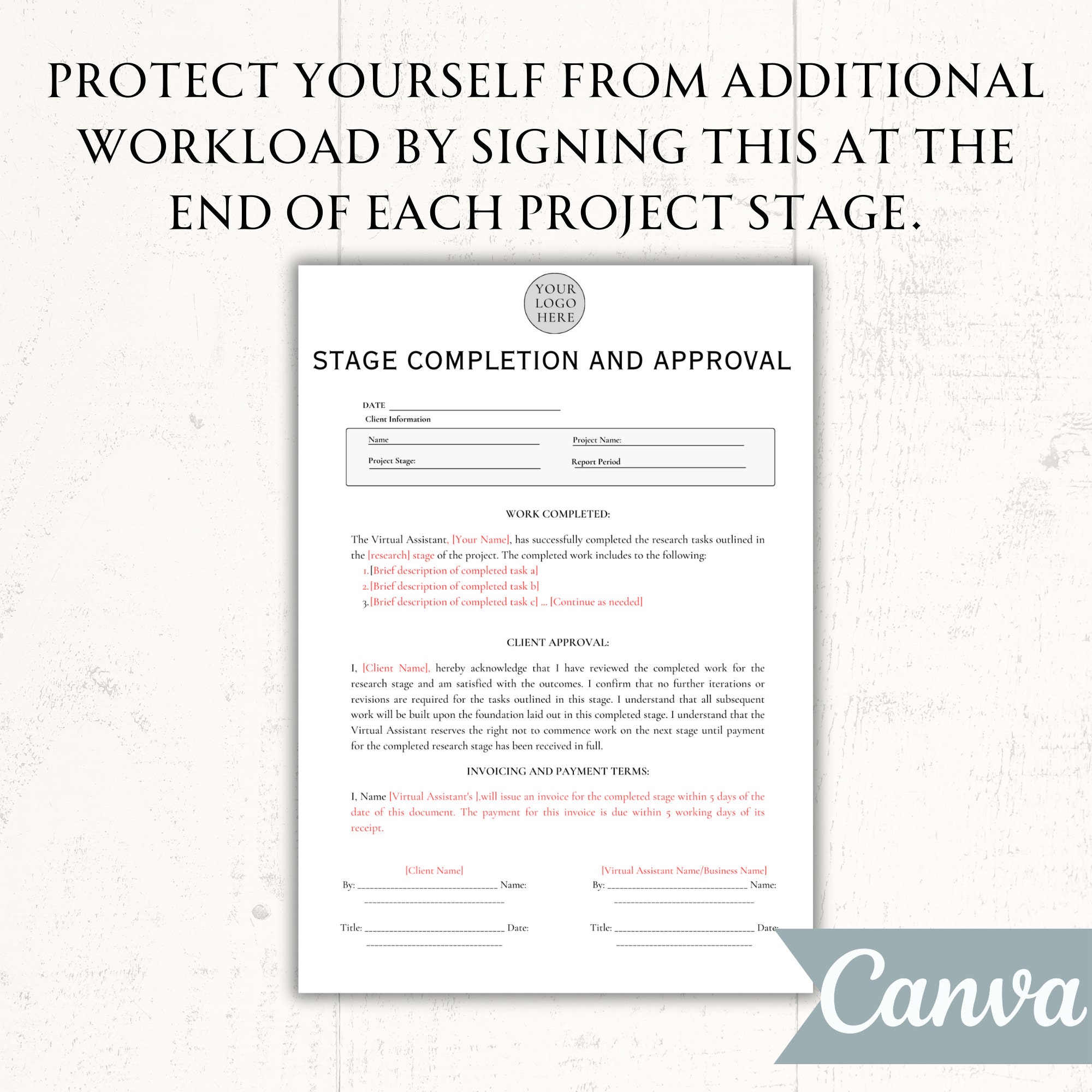 Virtual Assistant Contract Template VA Project Basis Contract Form ...