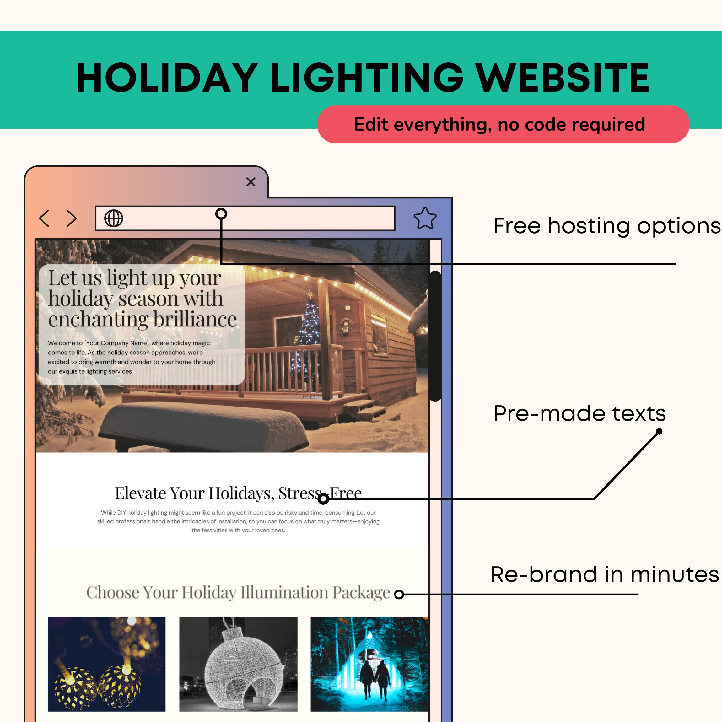 Startup Kit Christmas Lights Business Website Professional Christmas ...