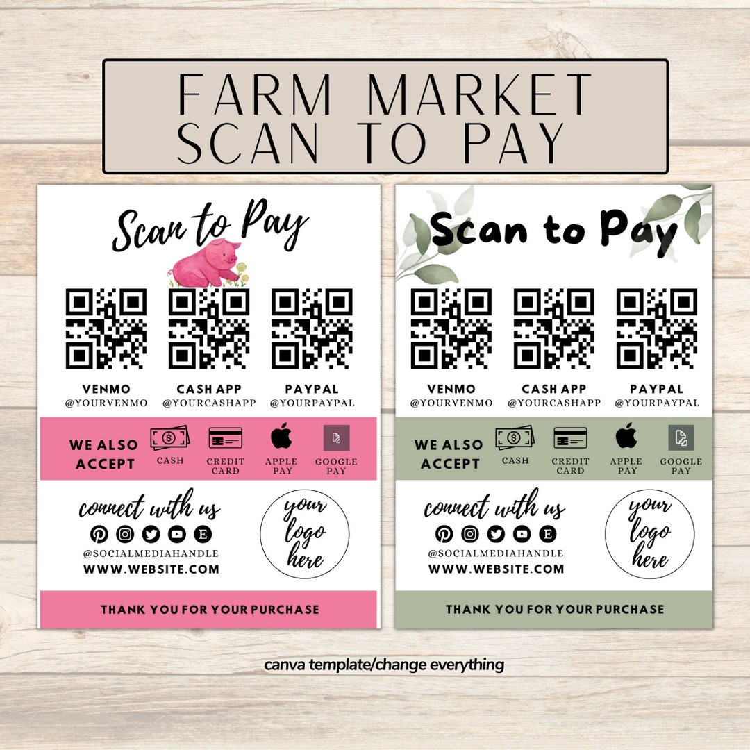 Cute Scan to Pay Sign Template Green Payment Sign Printable Small ...