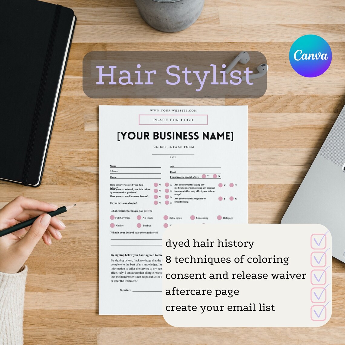 Hair Color Service Waiver Hairstylist Consultation Form Color ...