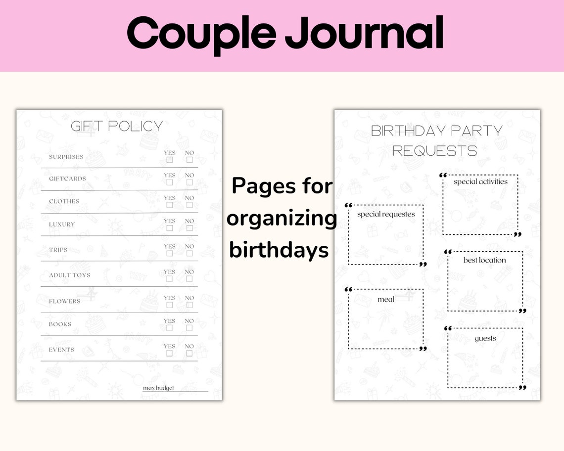 Couple Journal Couple Planner Printable Planner Gender-neutral ...